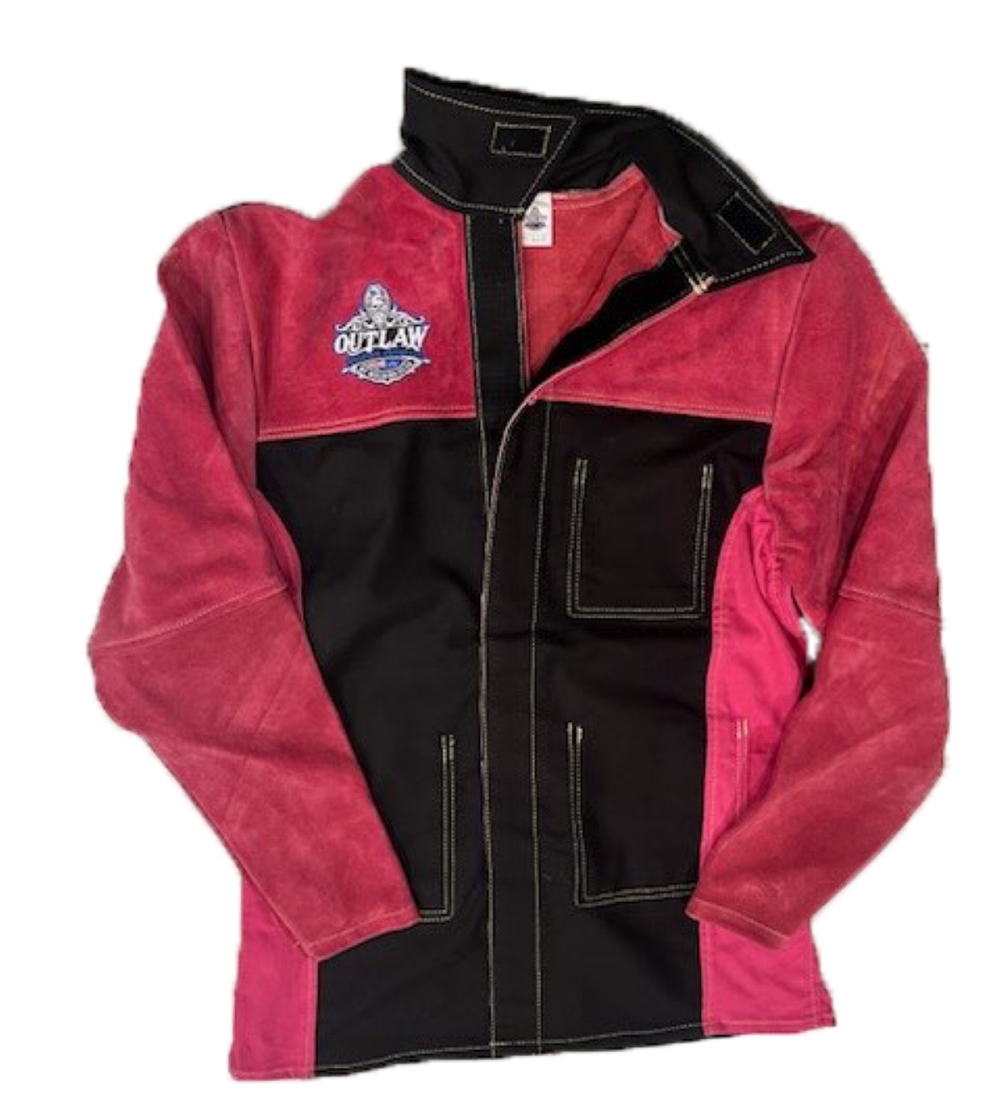WELDING JACKET PINK LEATHER & PROBAN WITH VELCRO - Welding Plus